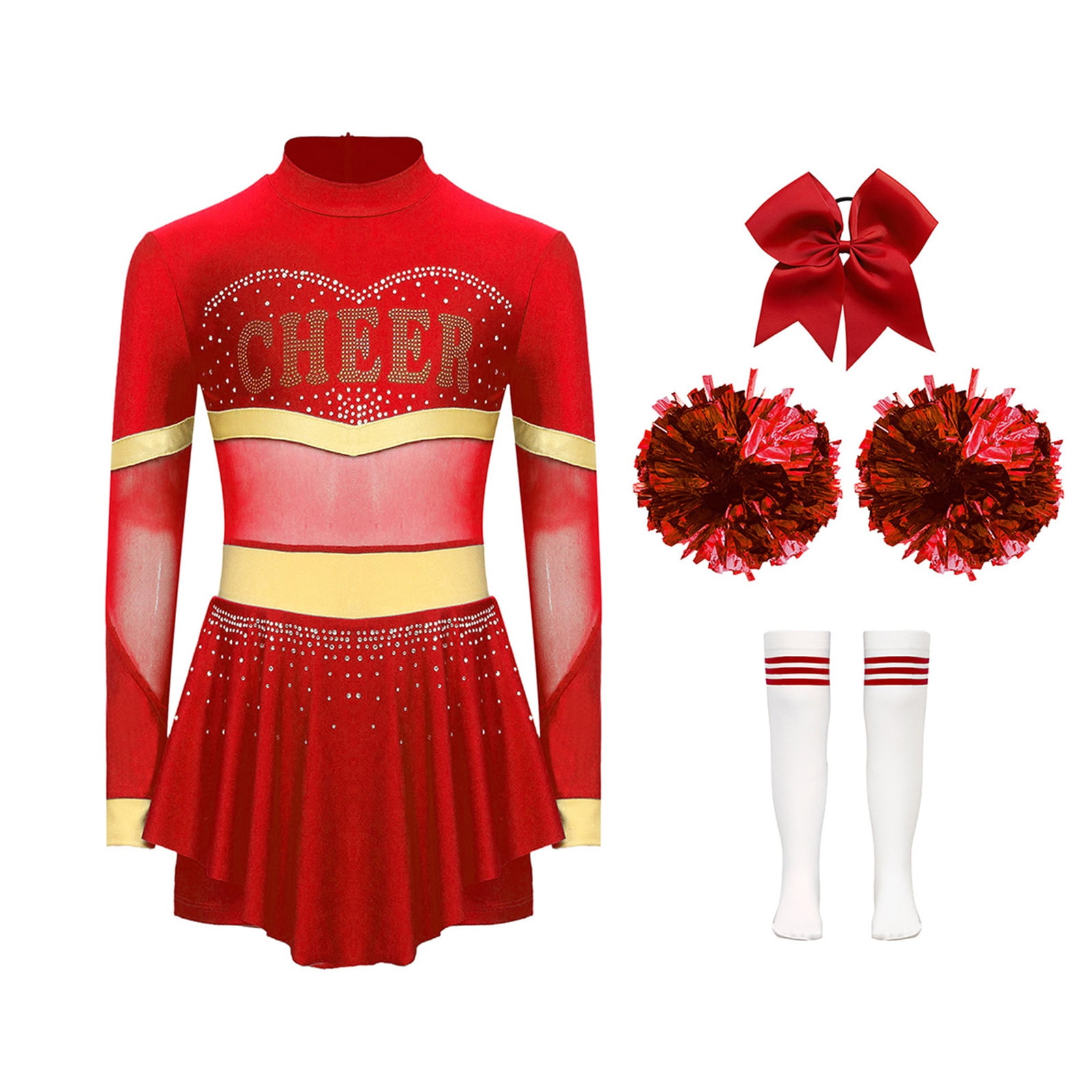 TiaoBug Kids Girls Cheer Leader Costume Cheer Dance Performance Outfits ...