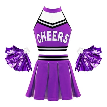 CHICTRY 2Pcs Girls Cheerleading Outfit Cropped Top with Skirt Set ...