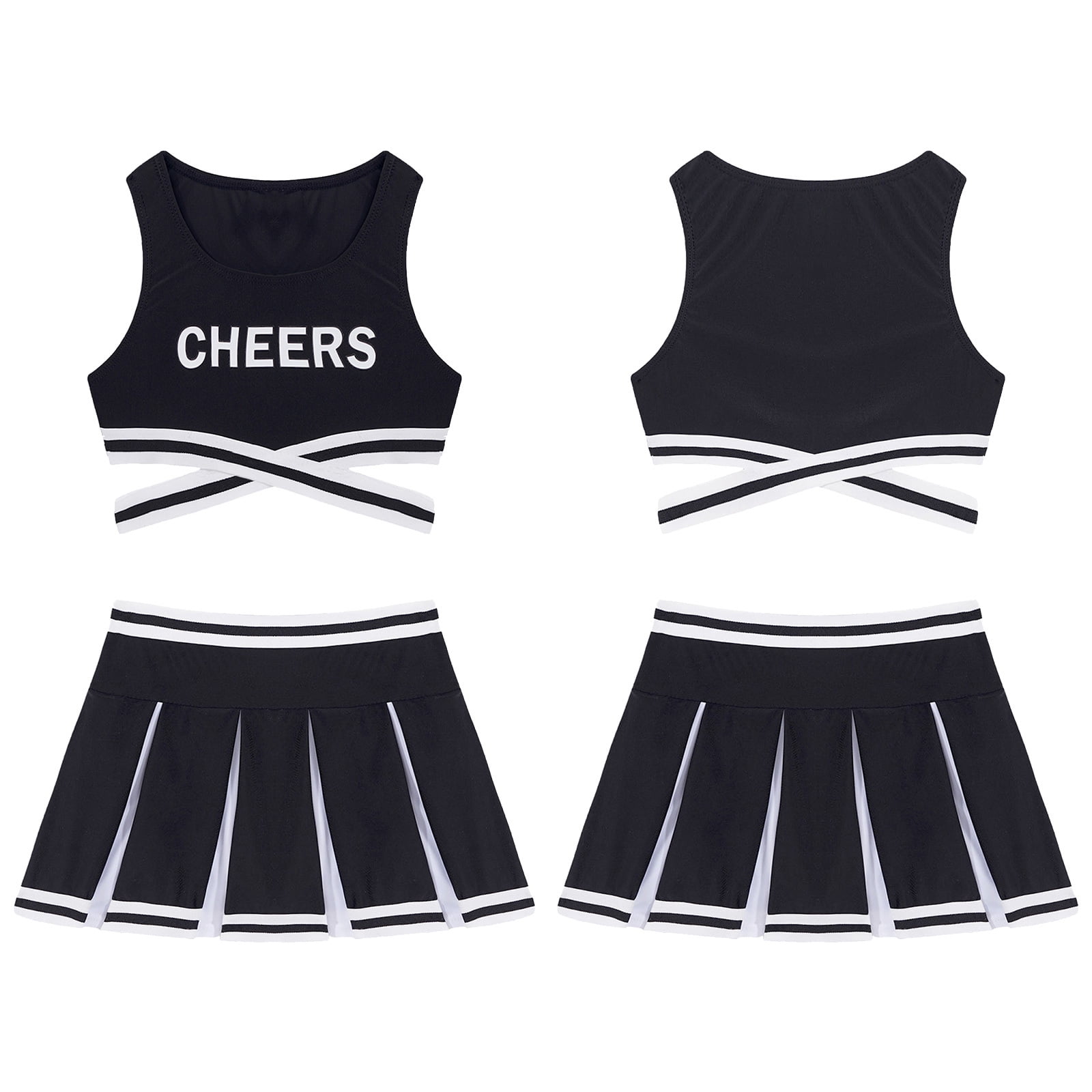 TiaoBug Kids Girls Cheer Leader Uniform Dancing Performance Outfit Crop ...