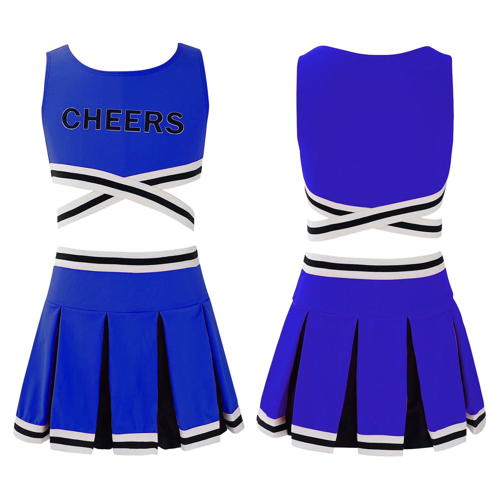 TiaoBug Kids Girls Cheer Leader Uniform Dancing Performance Outfit Crop ...