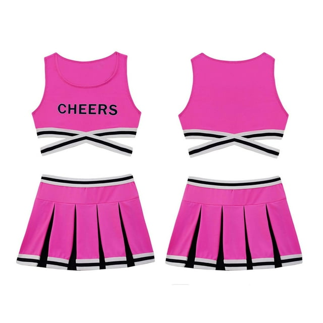 TiaoBug Kids Girls Cheer Leader Uniform Dancing Performance Outfit Crop ...