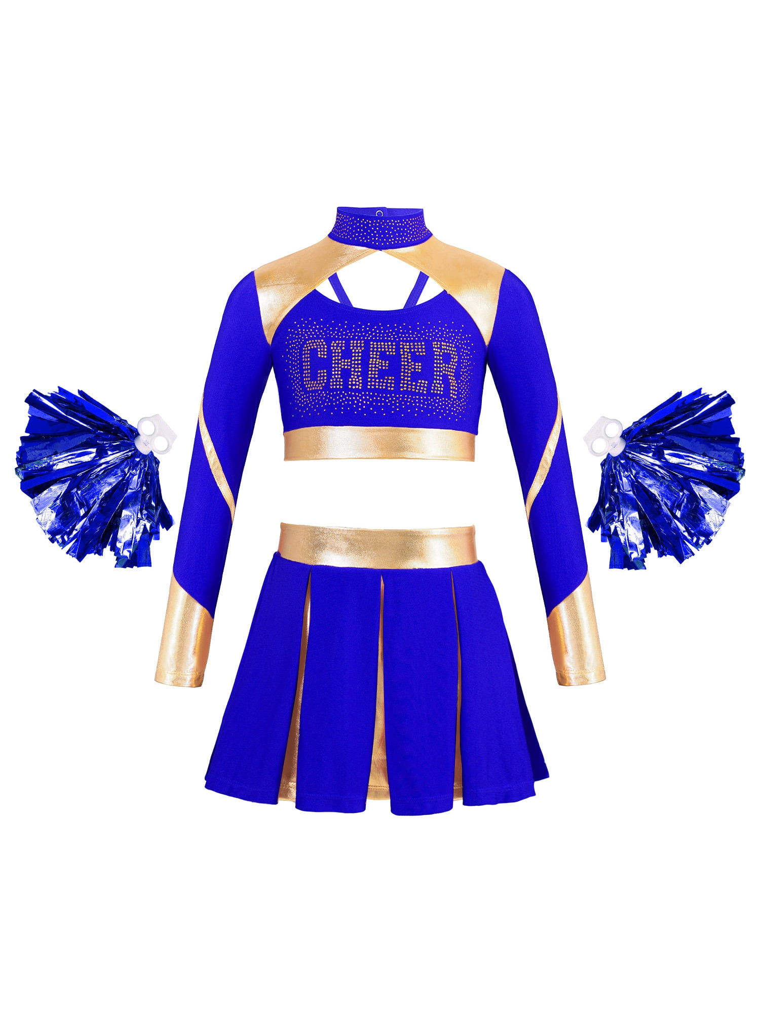 TiaoBug Kids Girls Cheerleading Outfits Cheer Print Crop Top with ...