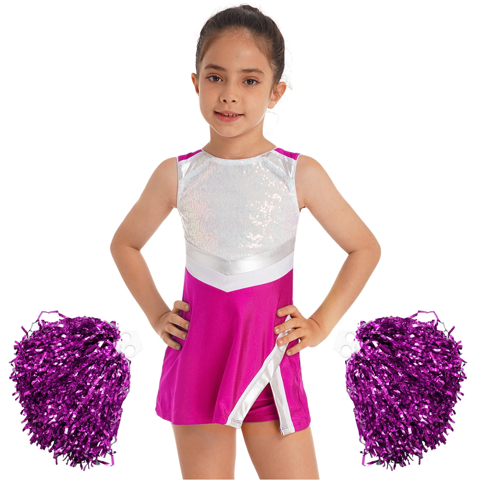 TiaoBug Kids Girls Cheerleading Uniform Halloween Cheer Leader Costume ...