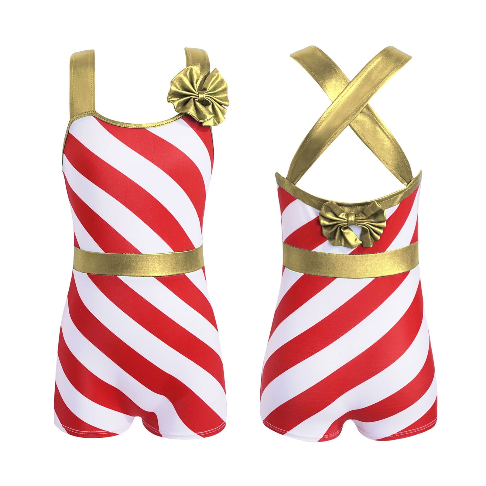 TiaoBug Kids Girls Christmas Ballet Dance Leotards Gymnastics Stripes ...