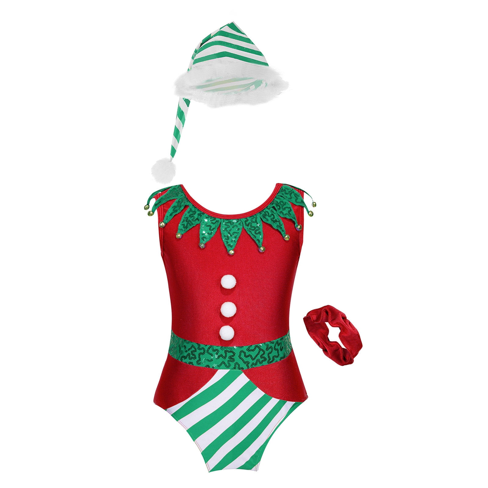 TiaoBug Kids Girls Christmas Elf Ice Skating Dance Costume Gymnastics ...