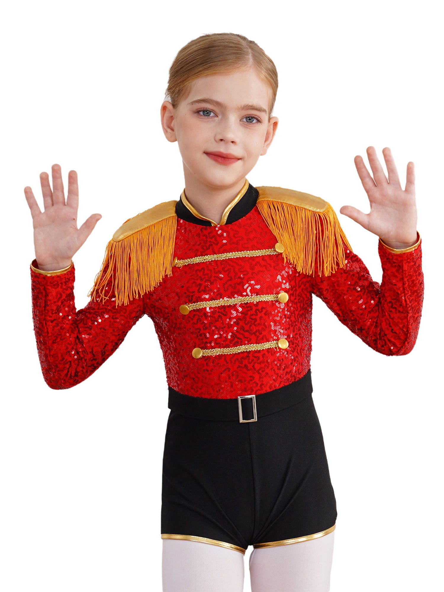 TiaoBug Kids Girls Circus Lion Tamer Costume Drum Band Uniform Long ...