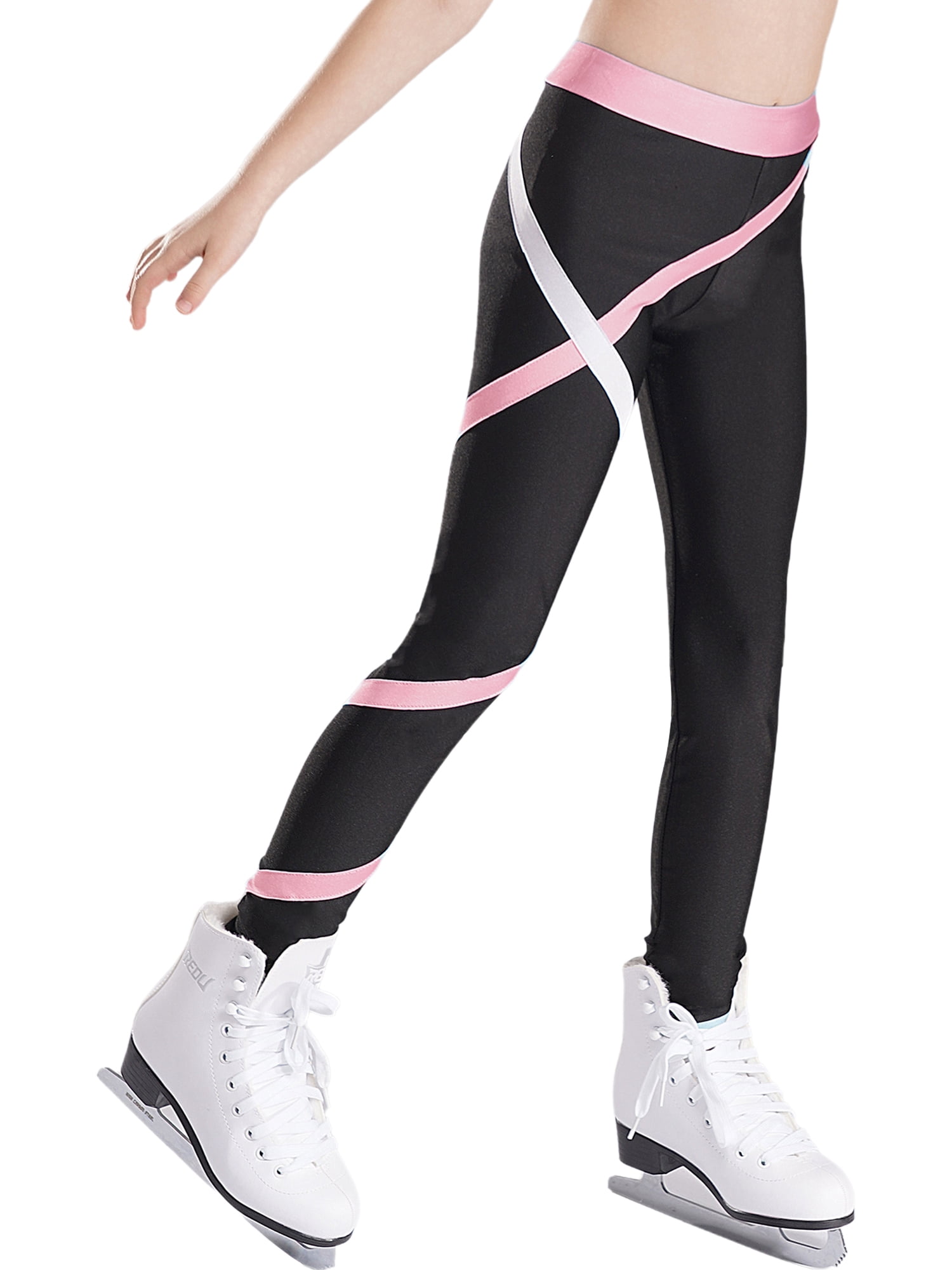 TiaoBug Kids Girls Colorblock Stretchy Sports Bottoms Ice Skating ...