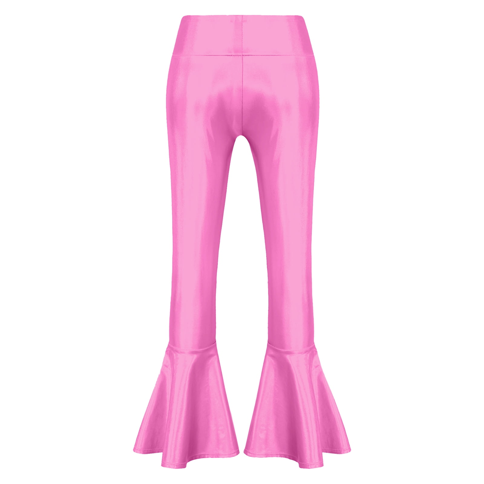 TiaoBug Kids Girls Flared Trouser for Hip Hop Jazz Dance Shiny Metallic ...
