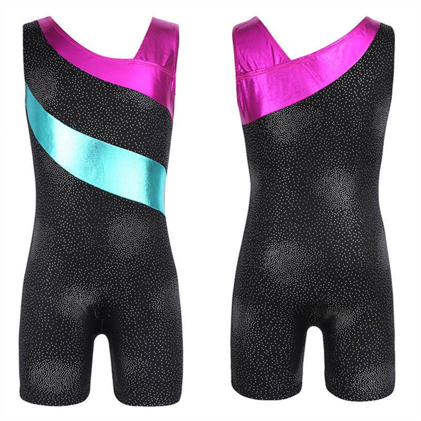 TiaoBug Kids Girls Glittery Ballet Dance Gymnastics Unitard Jumpsuit 3 ...
