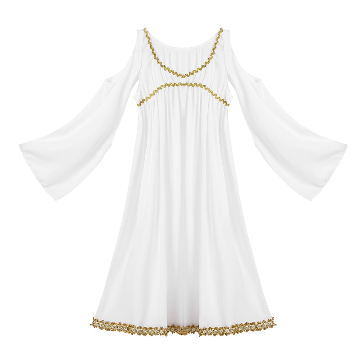 TiaoBug Kids Girls Greek Roman Princess Dress Halloween Party Gold Trim ...
