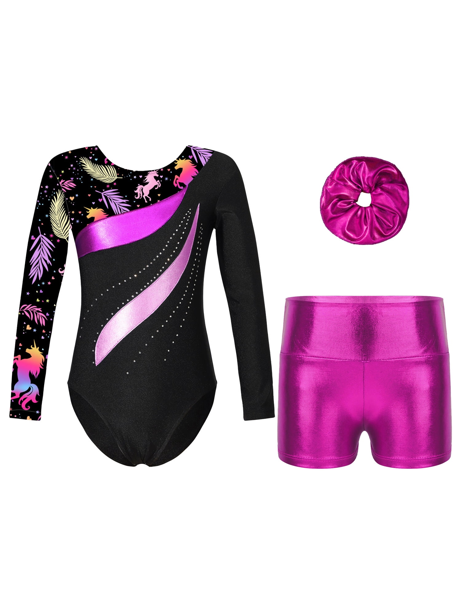 TiaoBug Kids Girls Gymnastic Dance Outfits Long Sleeve Leotard Workout ...