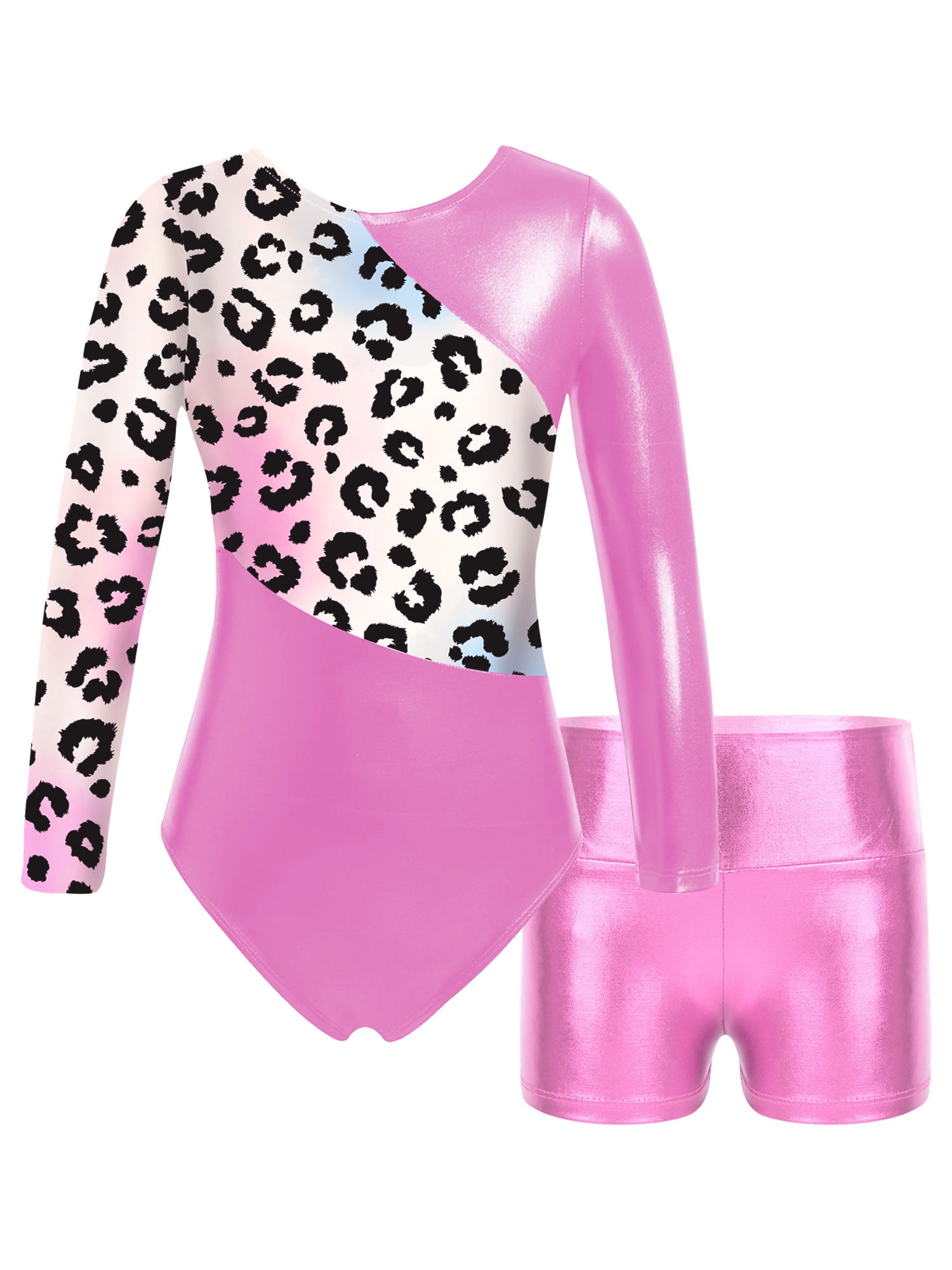 TiaoBug Kids Girls Gymnastics Dance 2 Piece Outfits Long Sleeve ...