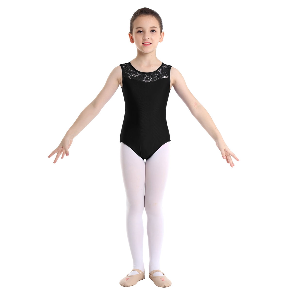 TiaoBug Kids Girls Gymnastics Leotard Lace Splice Ballet Dance Jumpsuit ...