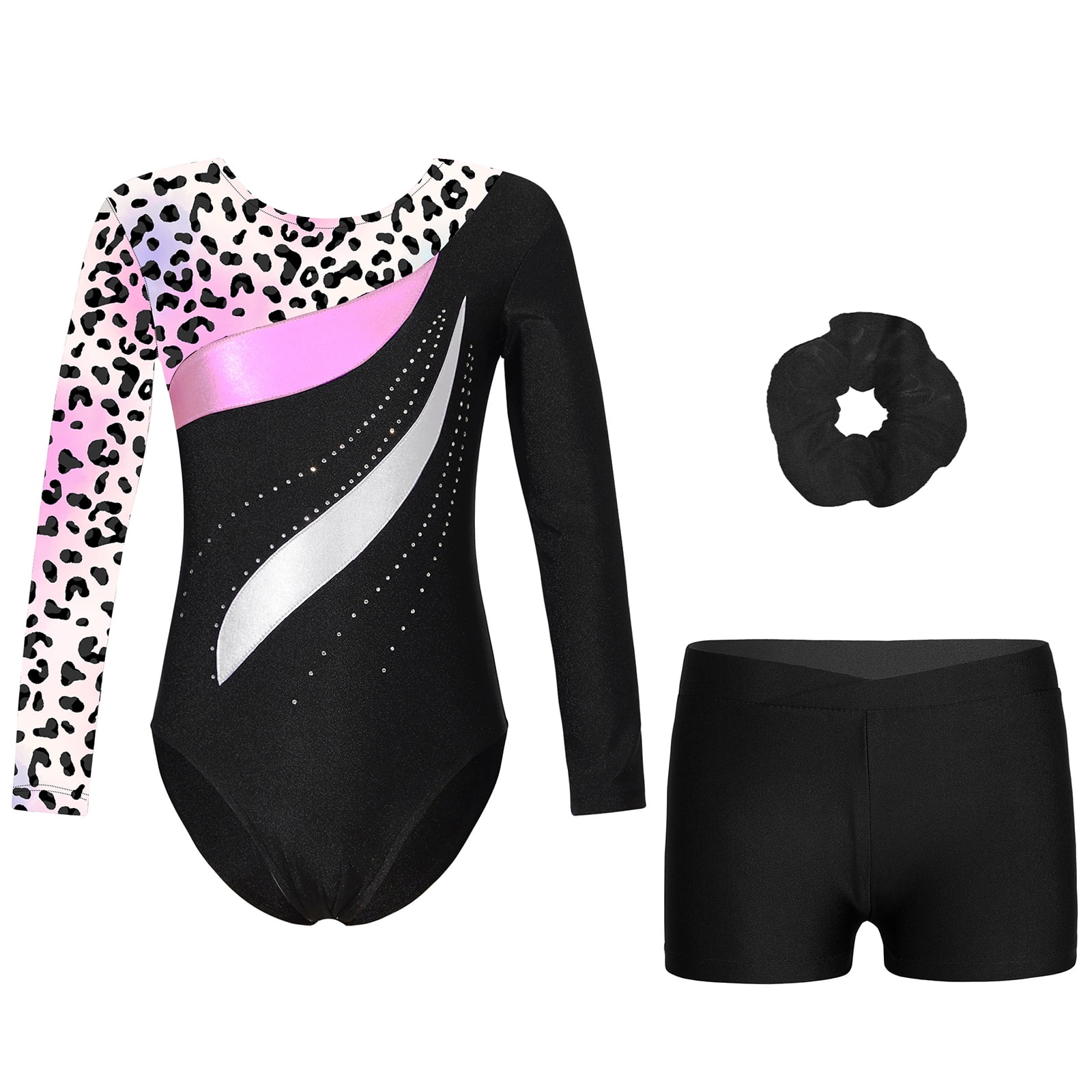 TiaoBug Kids Girls Gymnastics Leotards with Shorts Ballet Dancewear ...