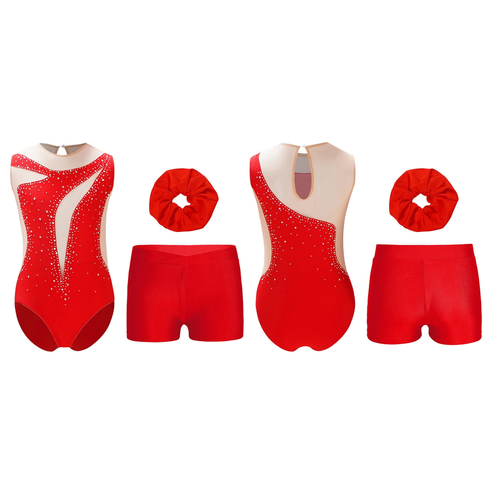 TiaoBug Kids Girls Gymnastics Outfits Shiny Sparkle Rhinestones ...