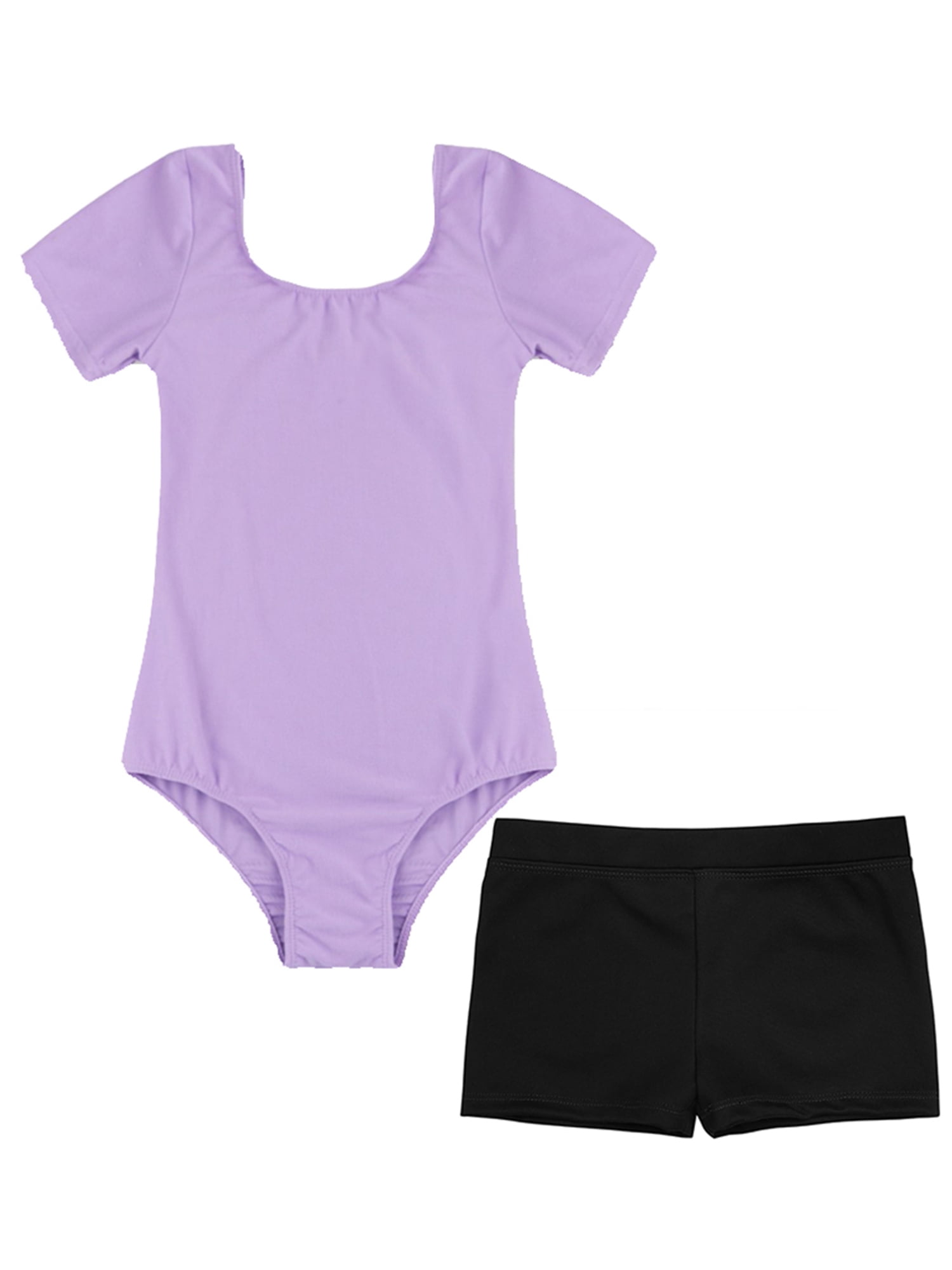 TiaoBug Kids Girls Gymnastics Yoga Workout Leotard And Shorts Set ...