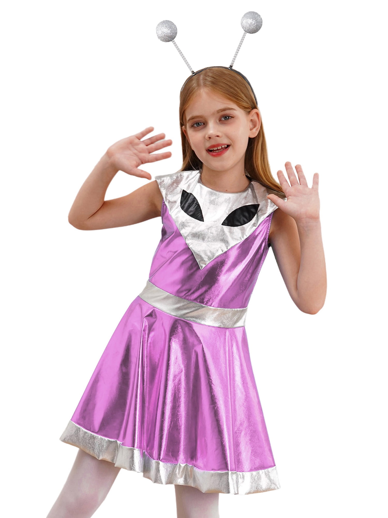 TiaoBug Kids Girls Halloween Alien Astronaut Costume Space Man Glossy ...