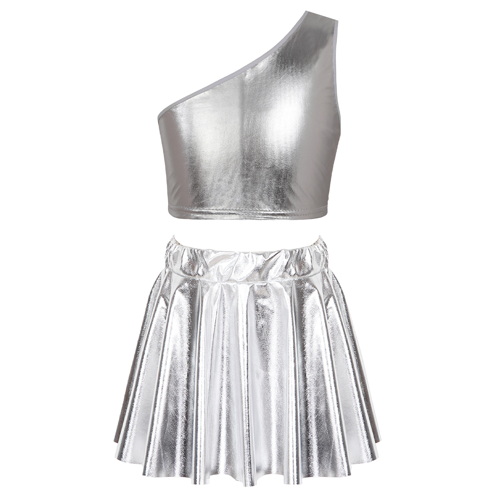 TiaoBug Kids Girls Hip Hop Jazz Dance Outfits One Shoulder Crop Top ...