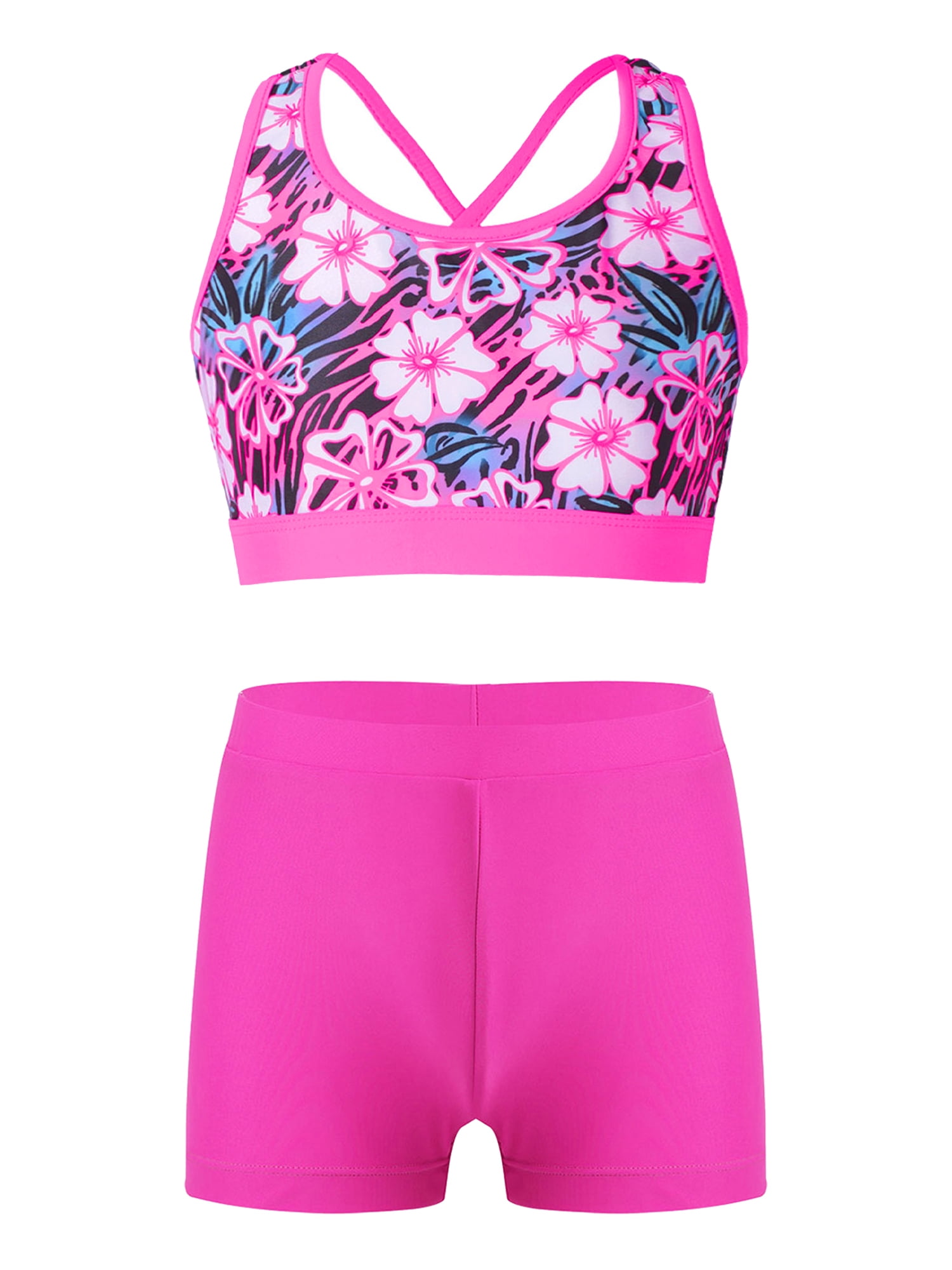 TiaoBug Kids Girls Holiday Swimwear 2 Piece Printed Tankini Swimsuit ...