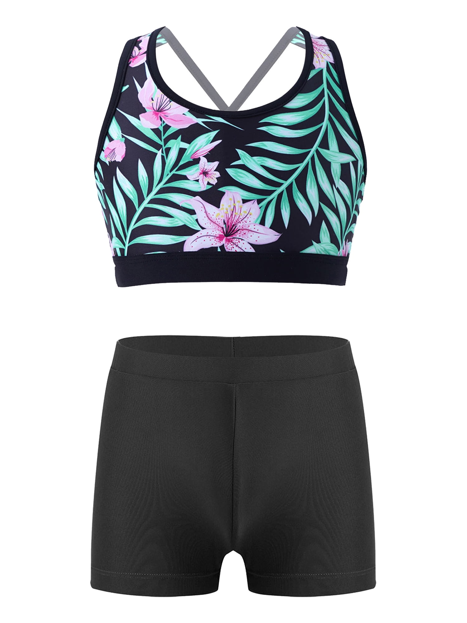 TiaoBug Kids Girls Holiday Swimwear 2 Piece Printed Tankini Swimsuit ...