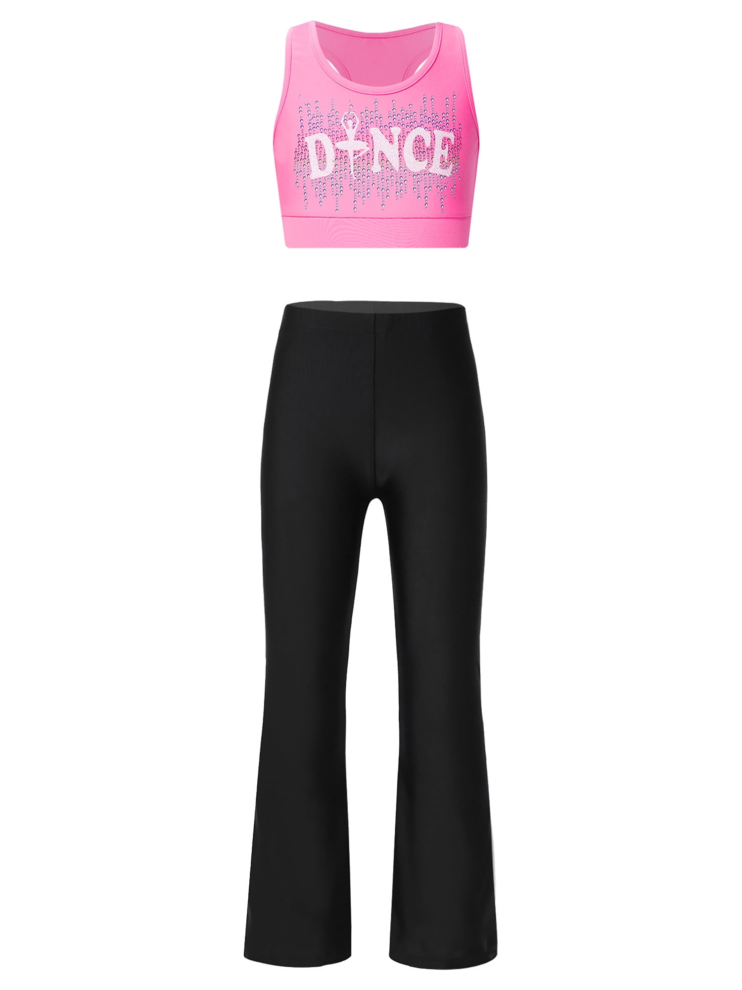 TiaoBug Kids Girls Jazz Street Dance Dance Outfits Printed Crop Bra Top ...