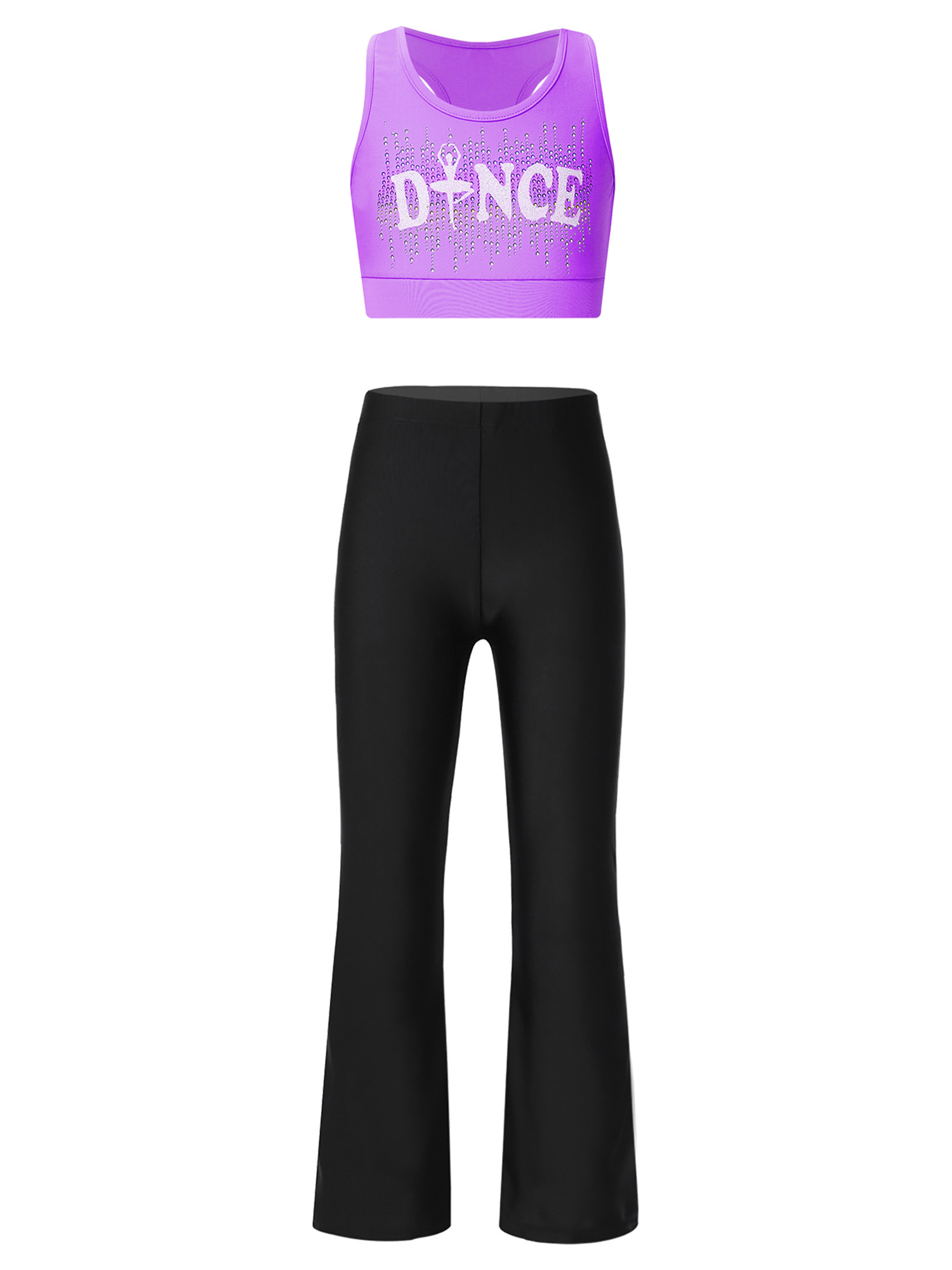TiaoBug Kids Girls Jazz Street Dance Dance Outfits Printed Crop Bra Top ...