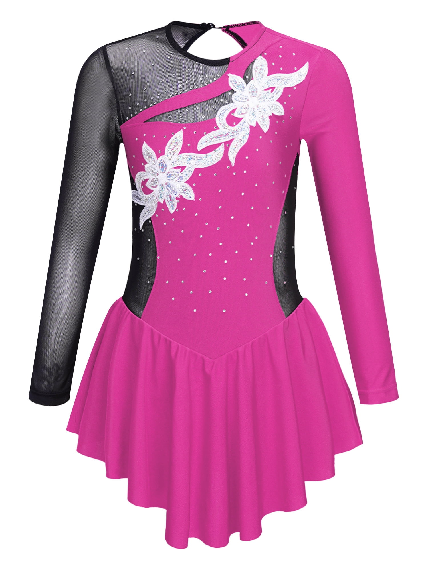 TiaoBug Kids Girls Long Sleeves Ballet Dance Gymnastic Leotard Sequins ...