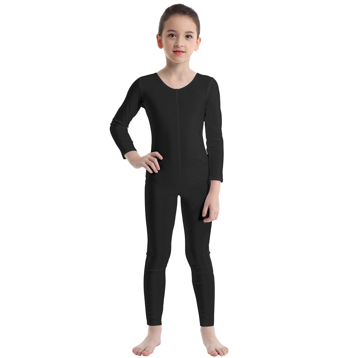TiaoBug Kids Girls Long Sleeves Full Length Bodysuit Gymnastic Dance ...