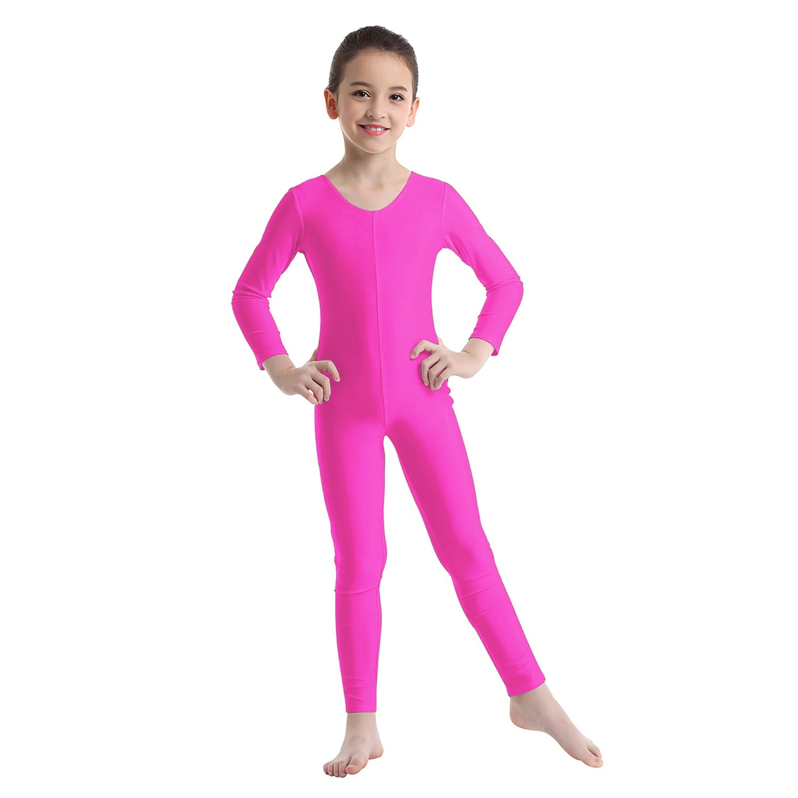 TiaoBug Kids Girls Long Sleeves Full Length Bodysuit Gymnastic Dance ...