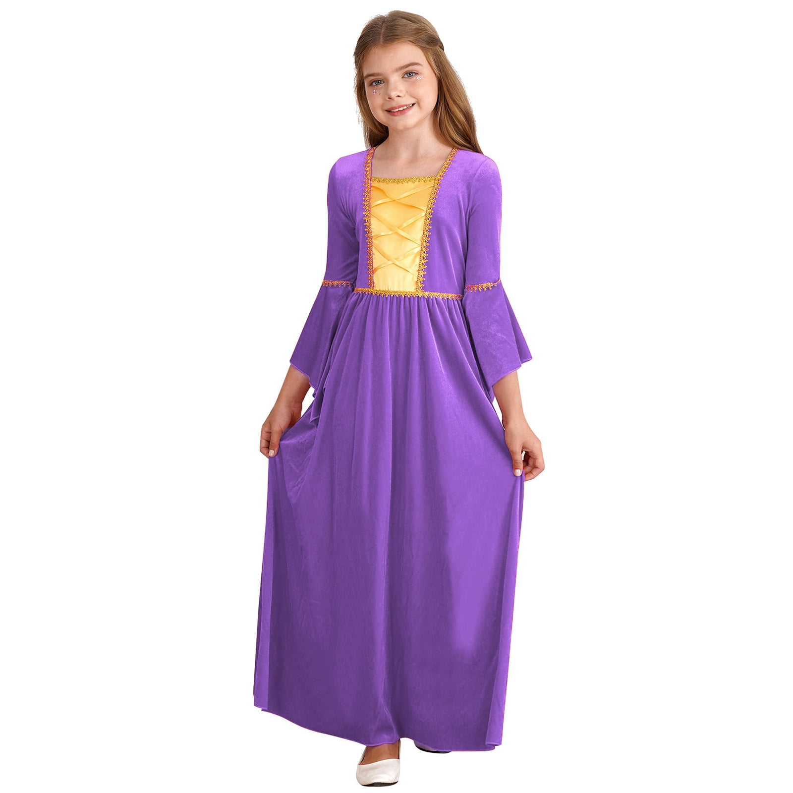 TiaoBug Kids Girls Medieval Renaissance Princess Costume Flared Sleeve ...
