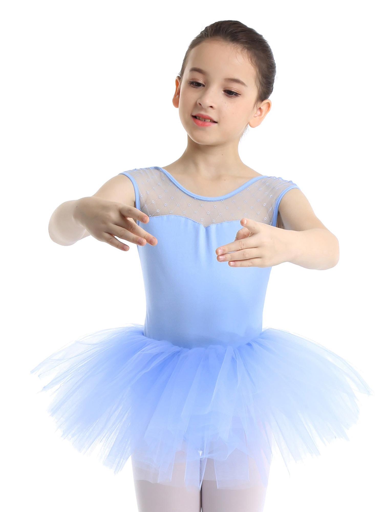 TiaoBug Kids Girls Mesh Spliced Ballet Tutu Dress Cutout Back ...