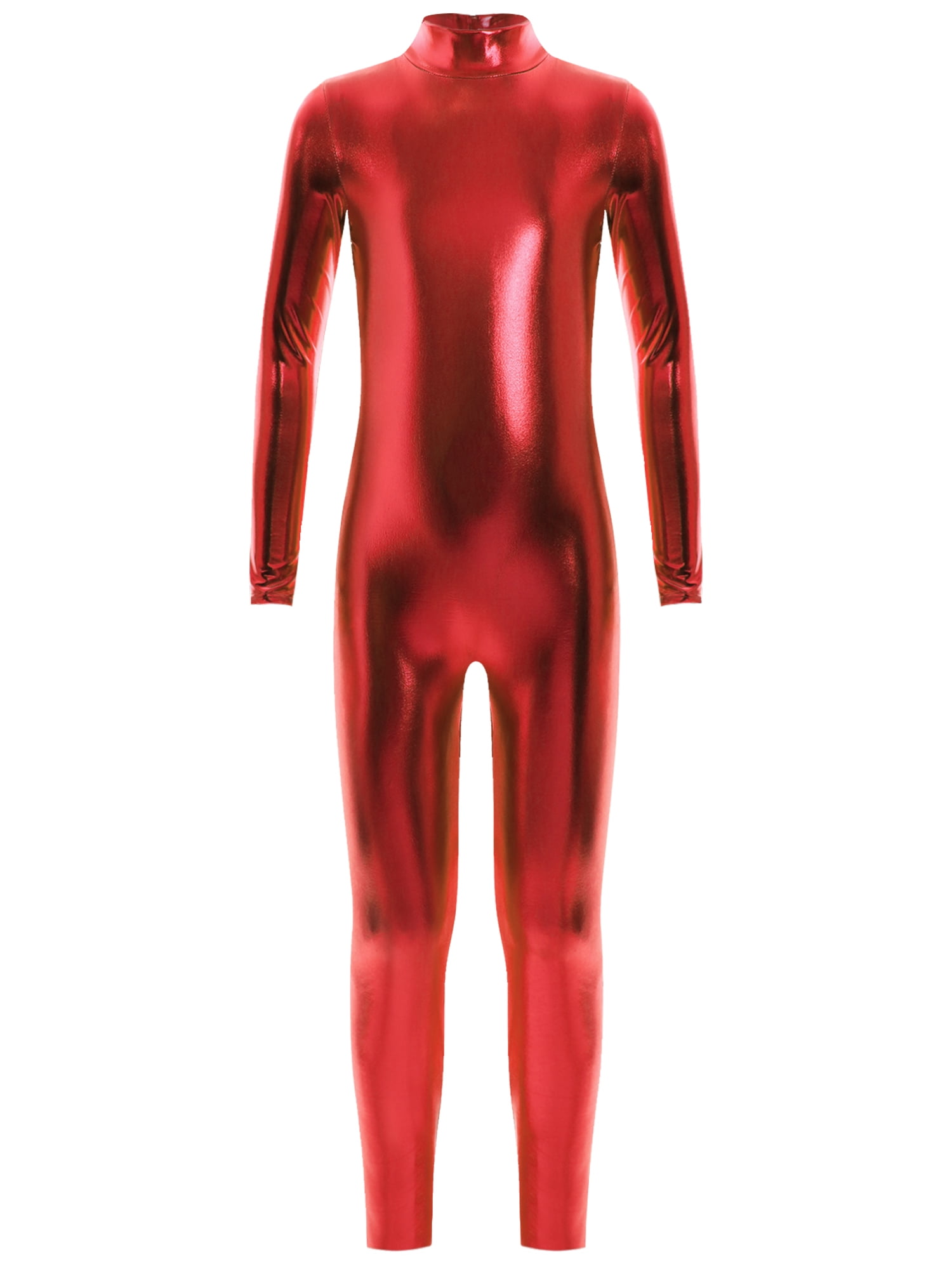 TiaoBug Kids Girls Metallic Full Body Unitard Gymnastics Jumpsuit Shiny ...