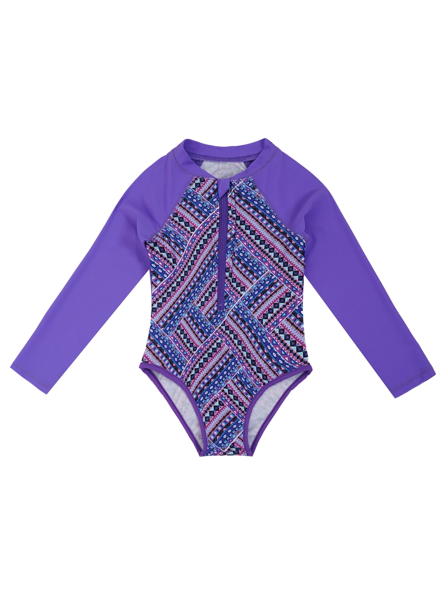 TiaoBug Kids Girls One Piece Hawaii Palm Trees Swimsuit Long Sleeve ...