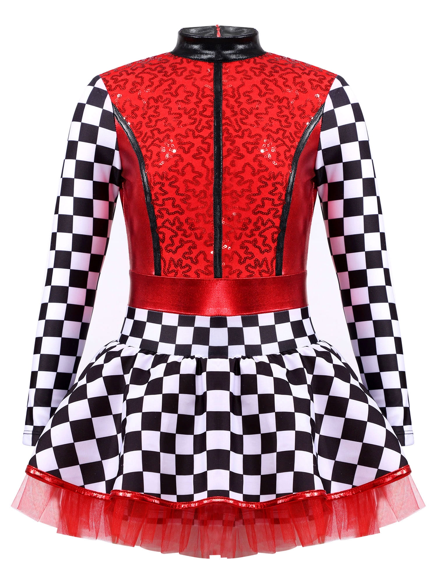 TiaoBug Kids Girls Race Car Driver Cosplay Costume Biketard Sequins ...