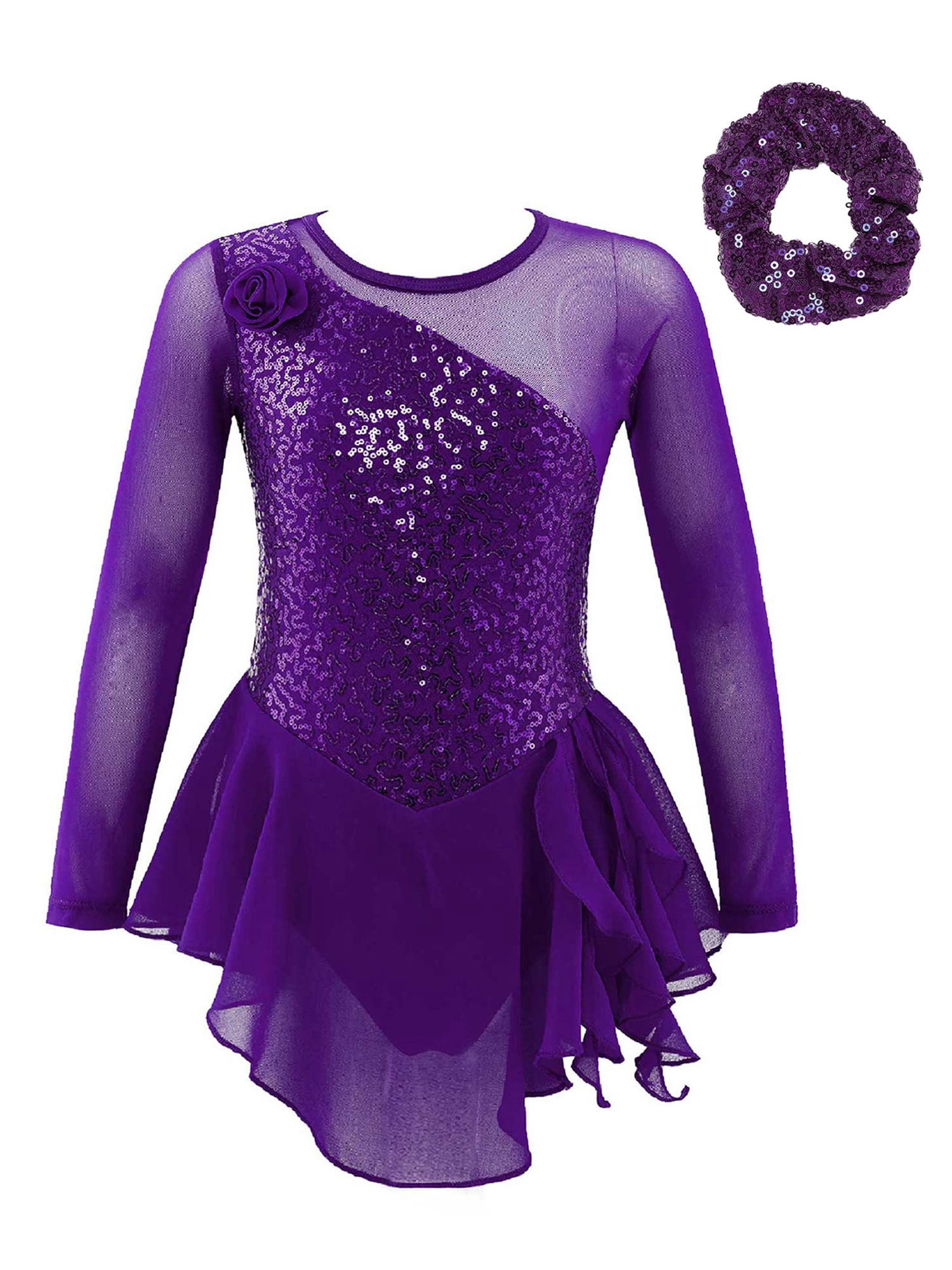 TiaoBug Kids Girls Sequins Ballet Dance Dress And Headwear Set Long ...