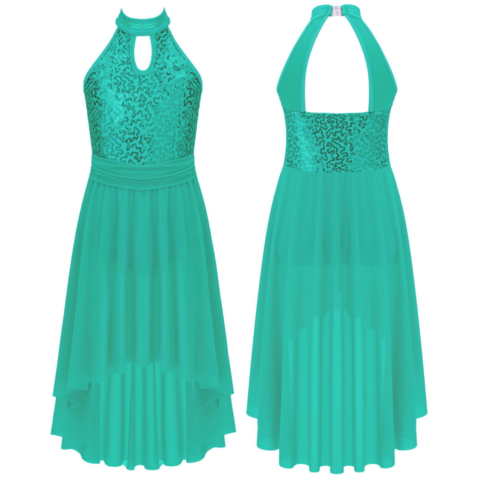 TiaoBug Kids Girls Sequins Lyrical Leotard Dance Dress Sleeveless ...
