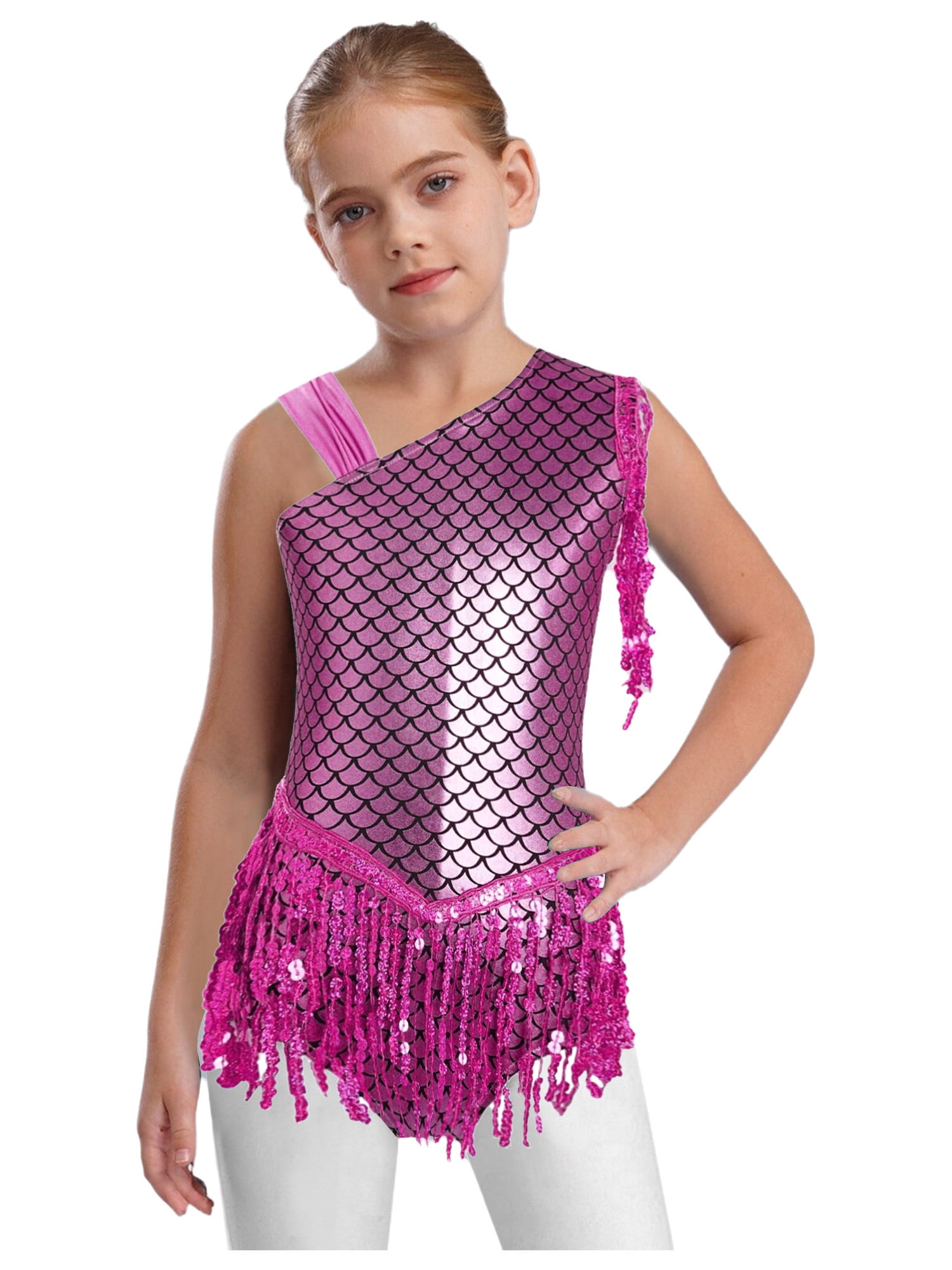 TiaoBug Kids Girls Sequins Tassels Gymnastics Leotards Ballet Modern ...