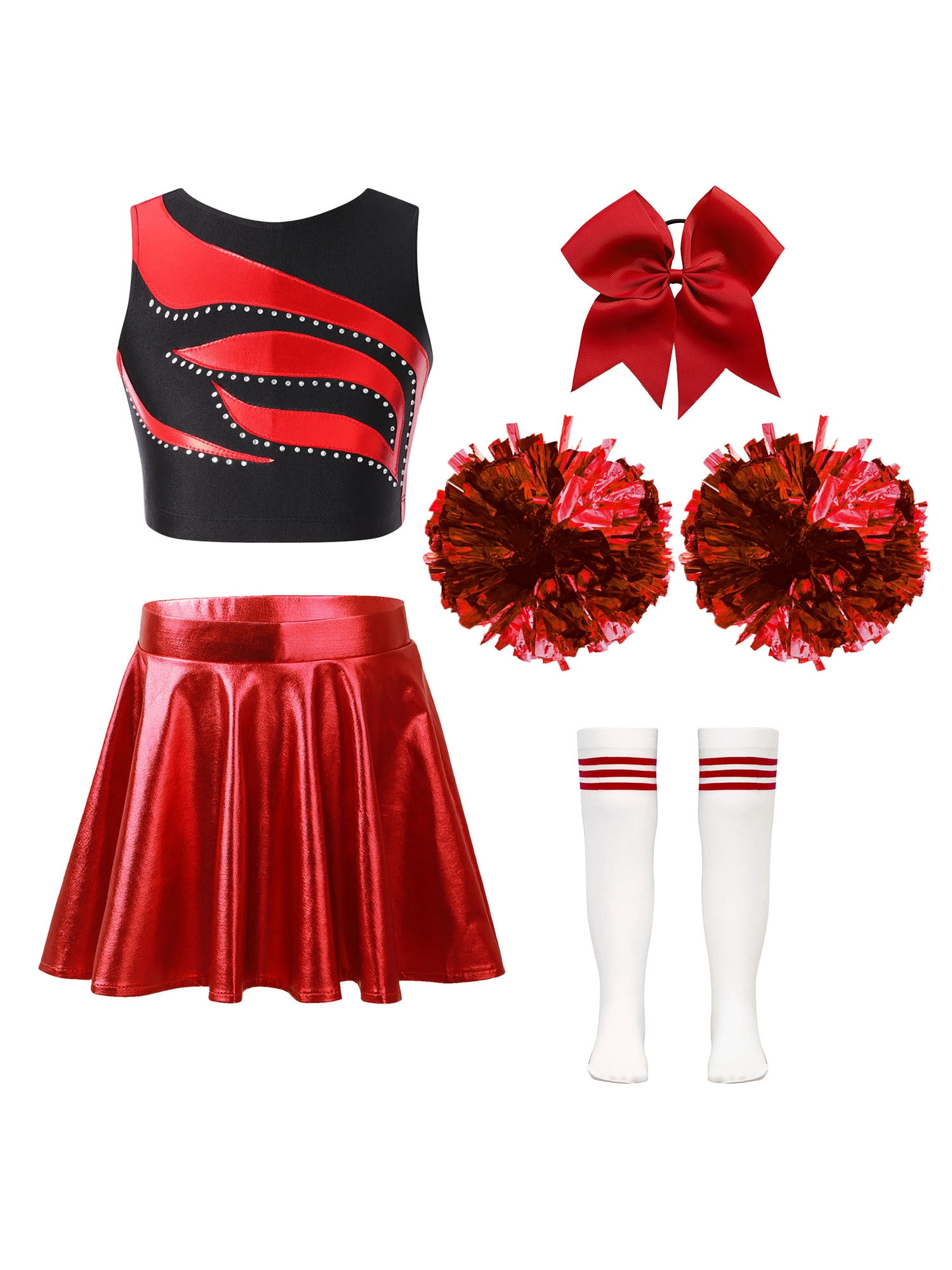 TiaoBug Kids Girls Shiny Cheerleading Dance Costume Carnival Party ...