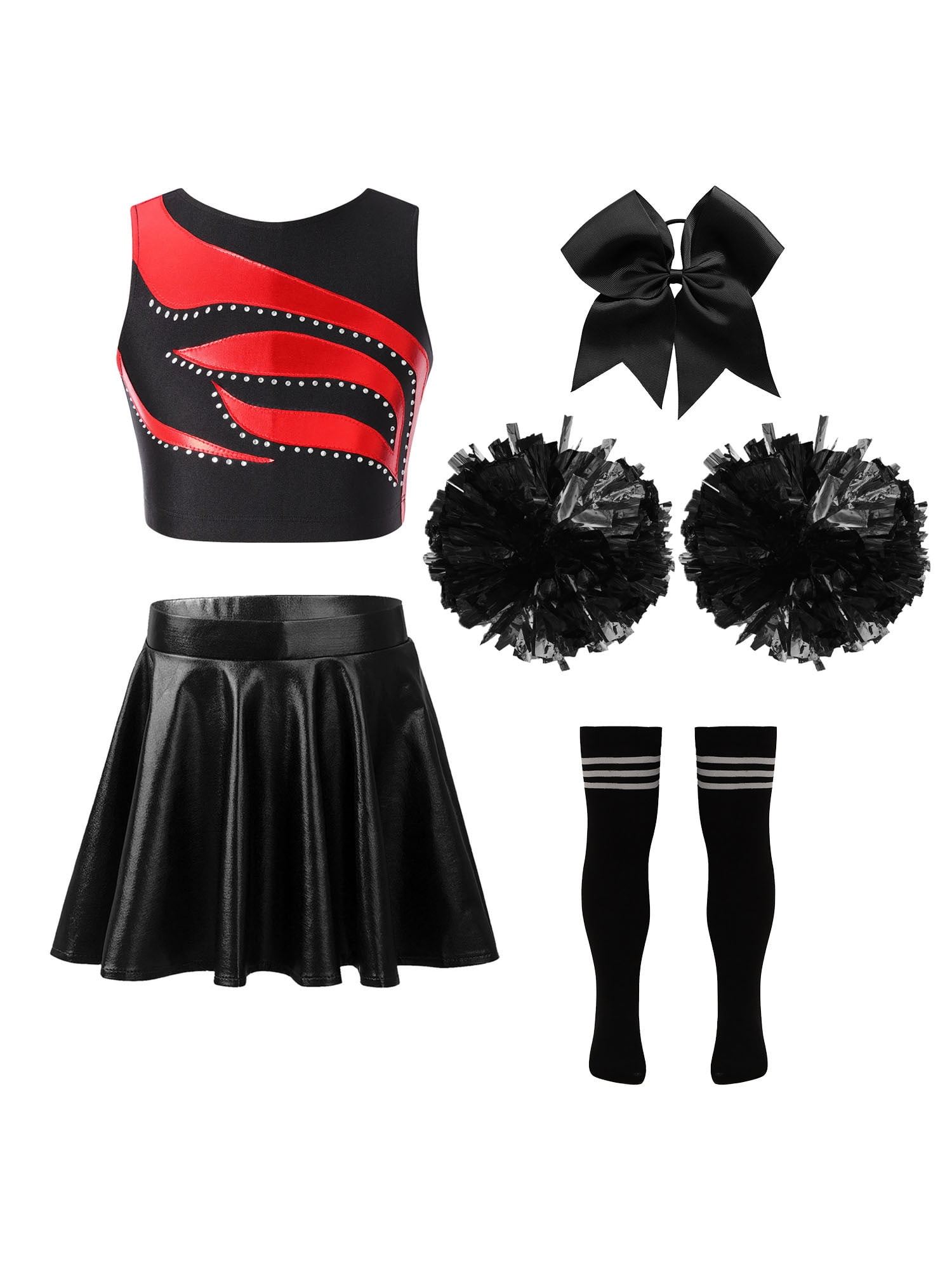 TiaoBug Kids Girls Shiny Cheerleading Dance Costume Carnival Party ...