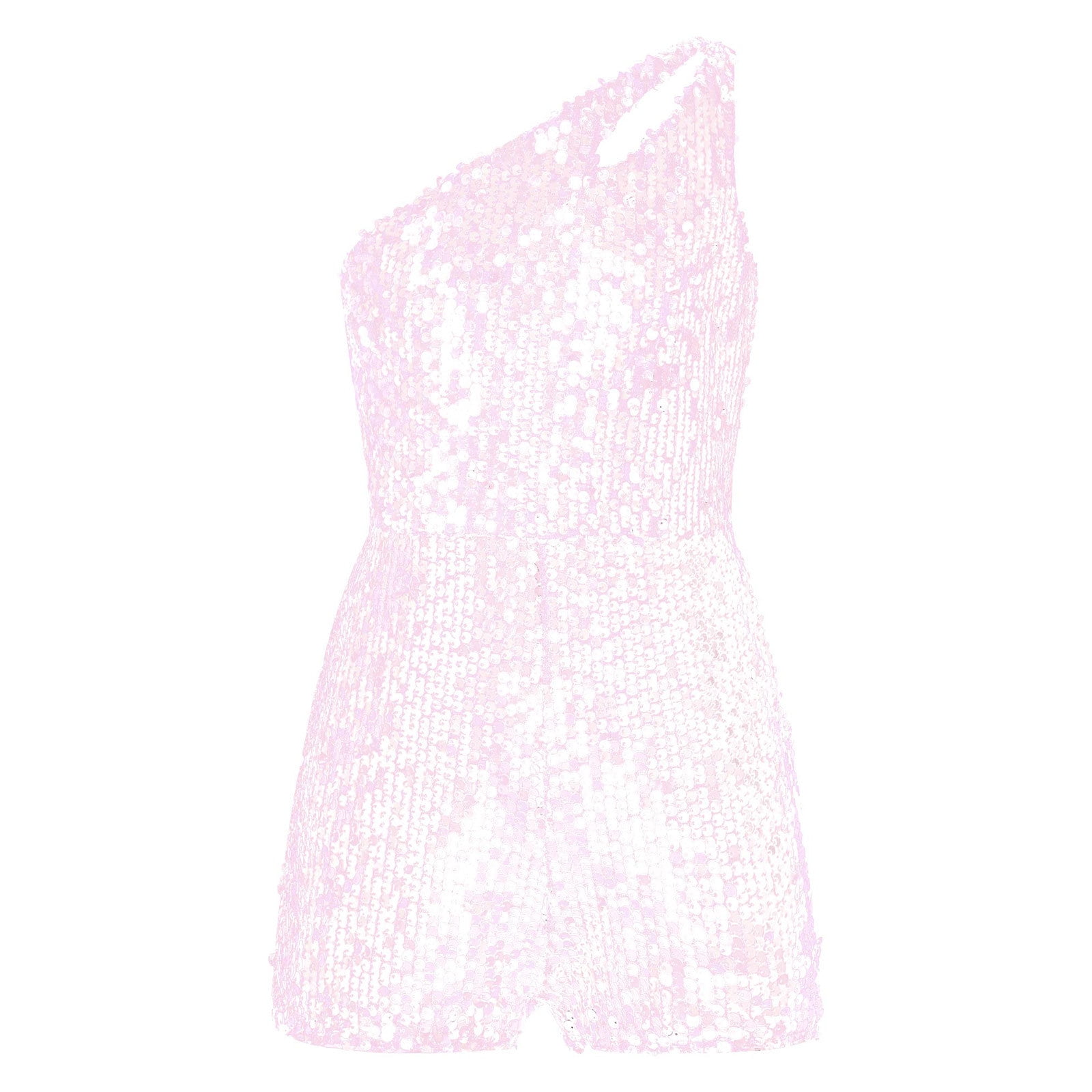 TiaoBug Kids Girls Shiny Sequin Bodysuit One Shoulders Sleeveless Dance ...