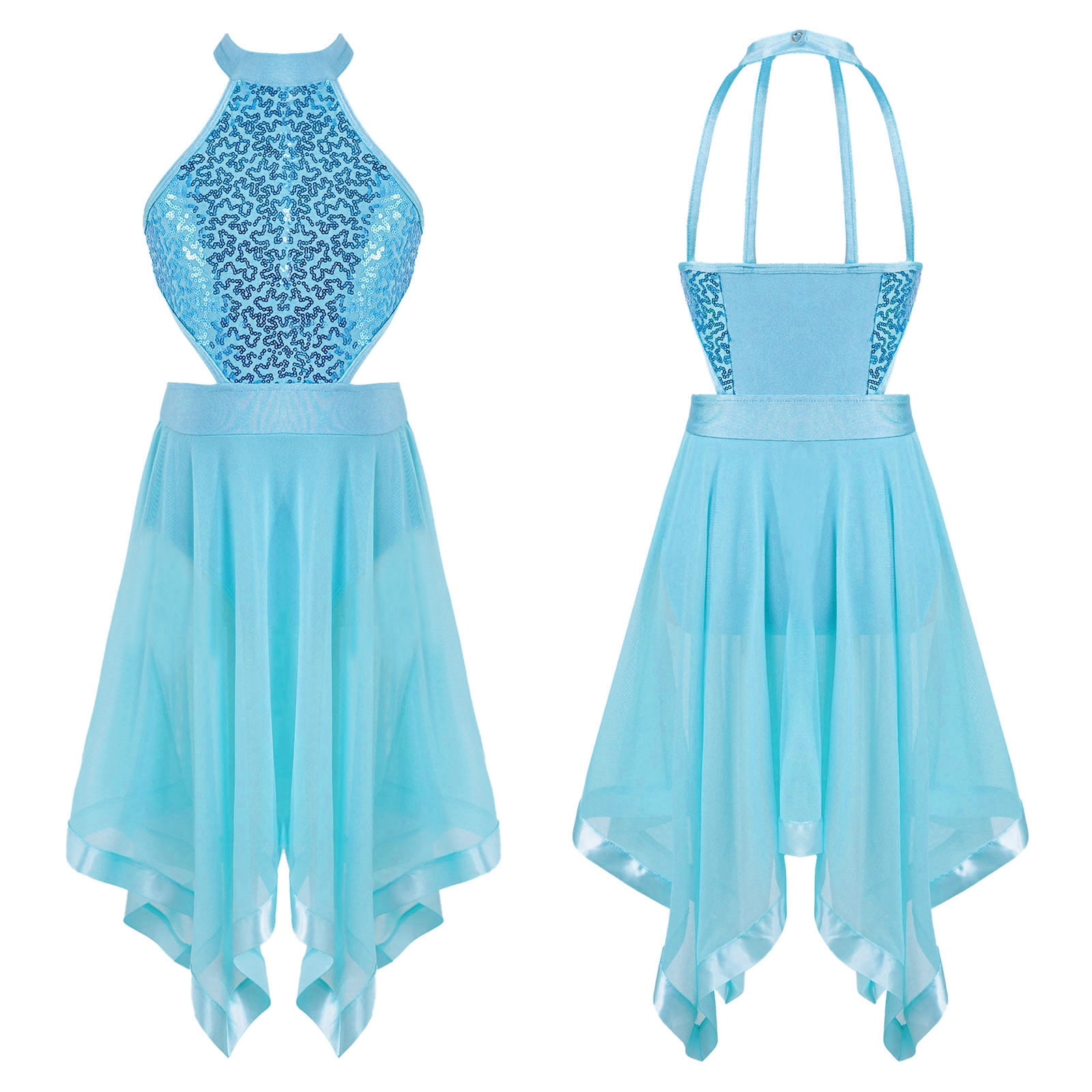 TiaoBug Kids Girls Shiny Sequined Lyrical Dance Dress Ballerina Dancing ...