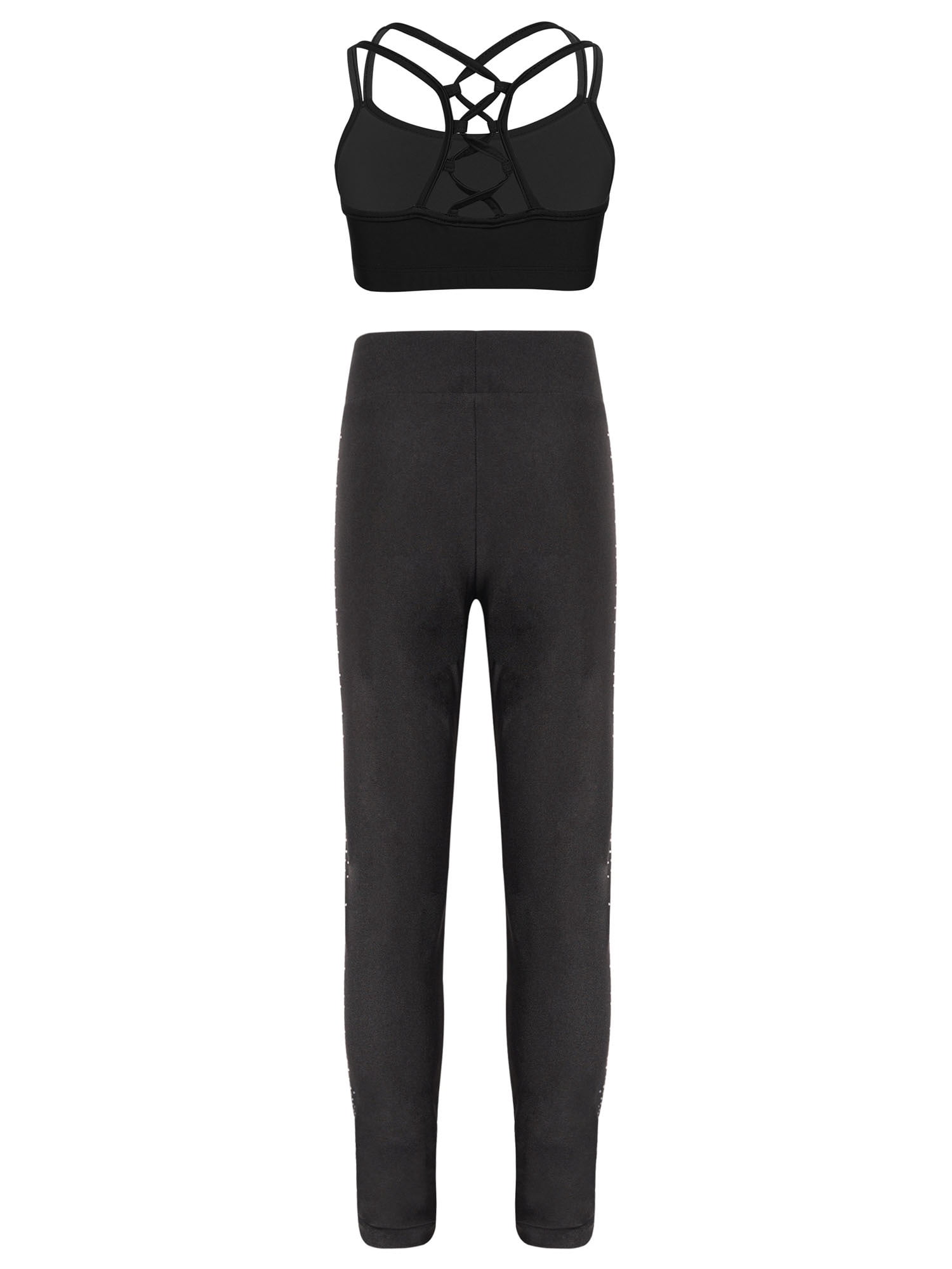 TiaoBug Kids Girls Sleeveless Crop Tops and Sparkly Leggings Activewear ...