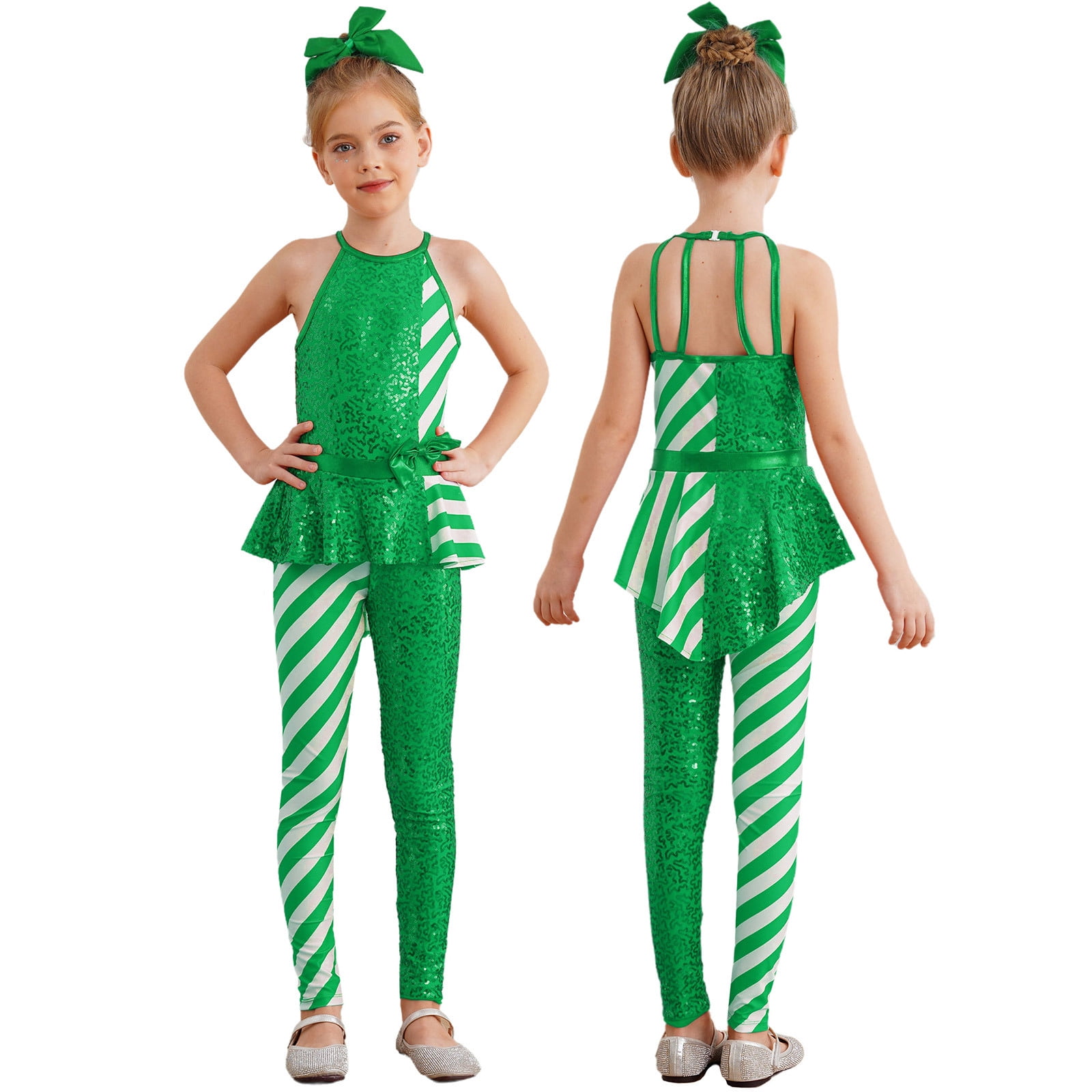 TiaoBug Kids Girls Sleeveless Sparkly Sequins Dance Unitards Jumpsuit ...