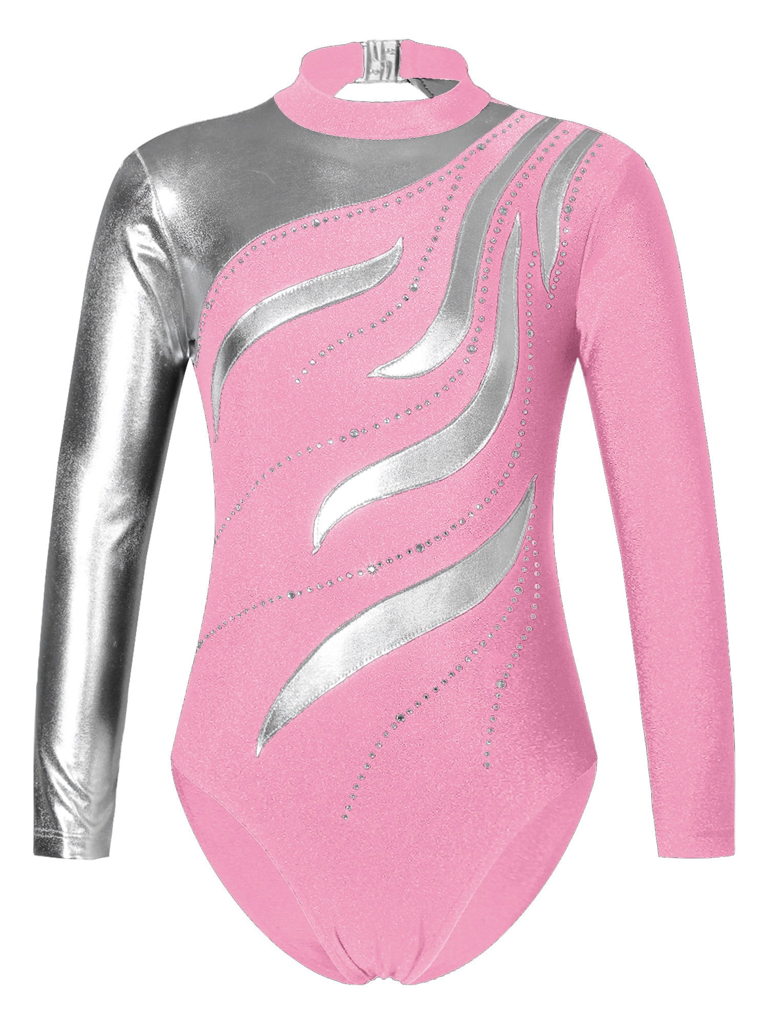 TiaoBug Kids Girls Sparkle Metallic Long Sleeve Gymnastics Leotard ...