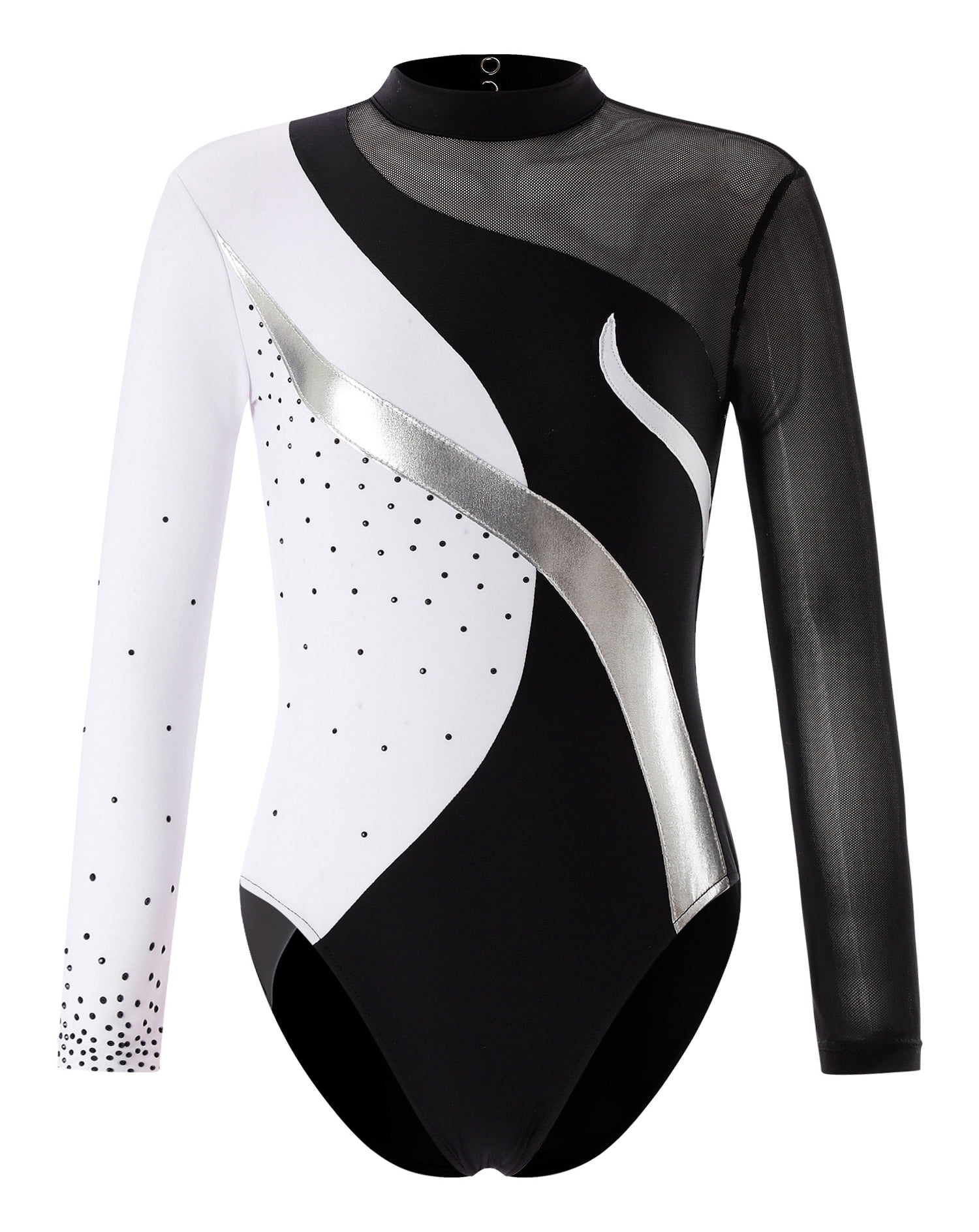 TiaoBug Kids Girls Sparkle Metallic Long Sleeve Gymnastics Leotard ...