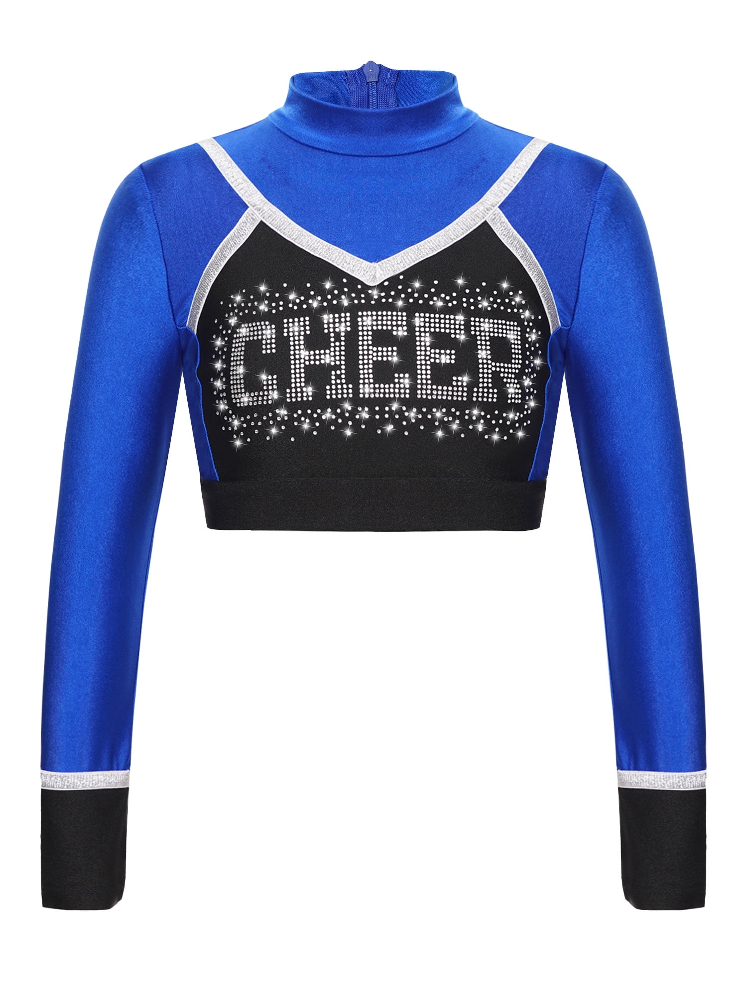 TiaoBug Kids Girls Sparkle Printed Cheerleading Dance Crop Tops Long ...