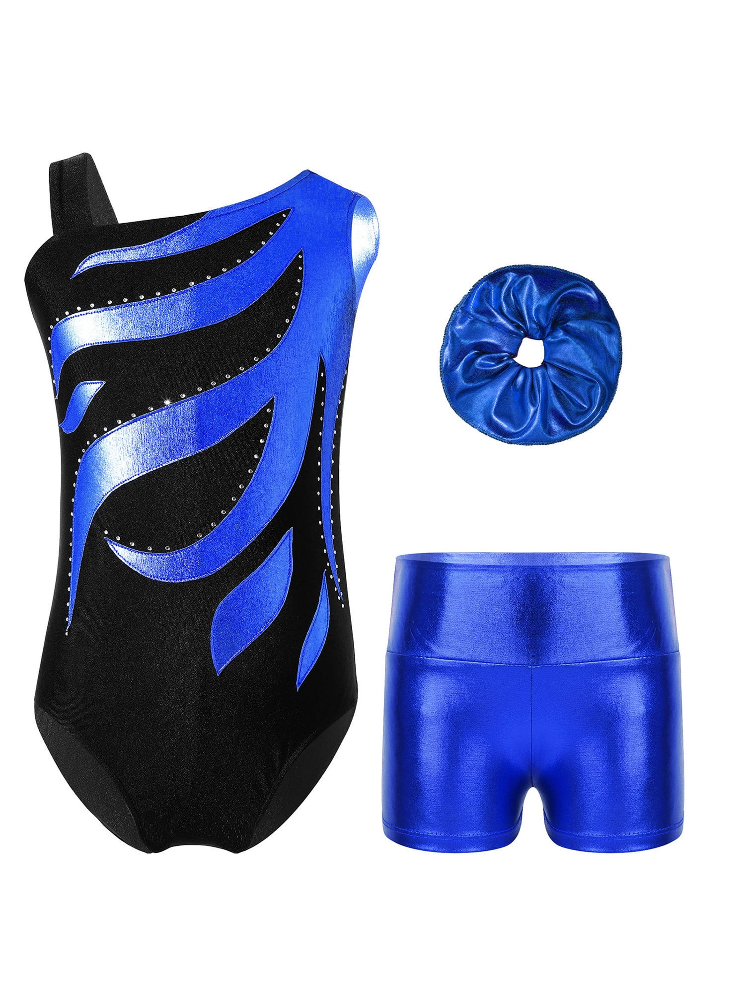 TiaoBug Kids Girls Sparkle Rhinestone Gymnastics Dance Leotard with ...