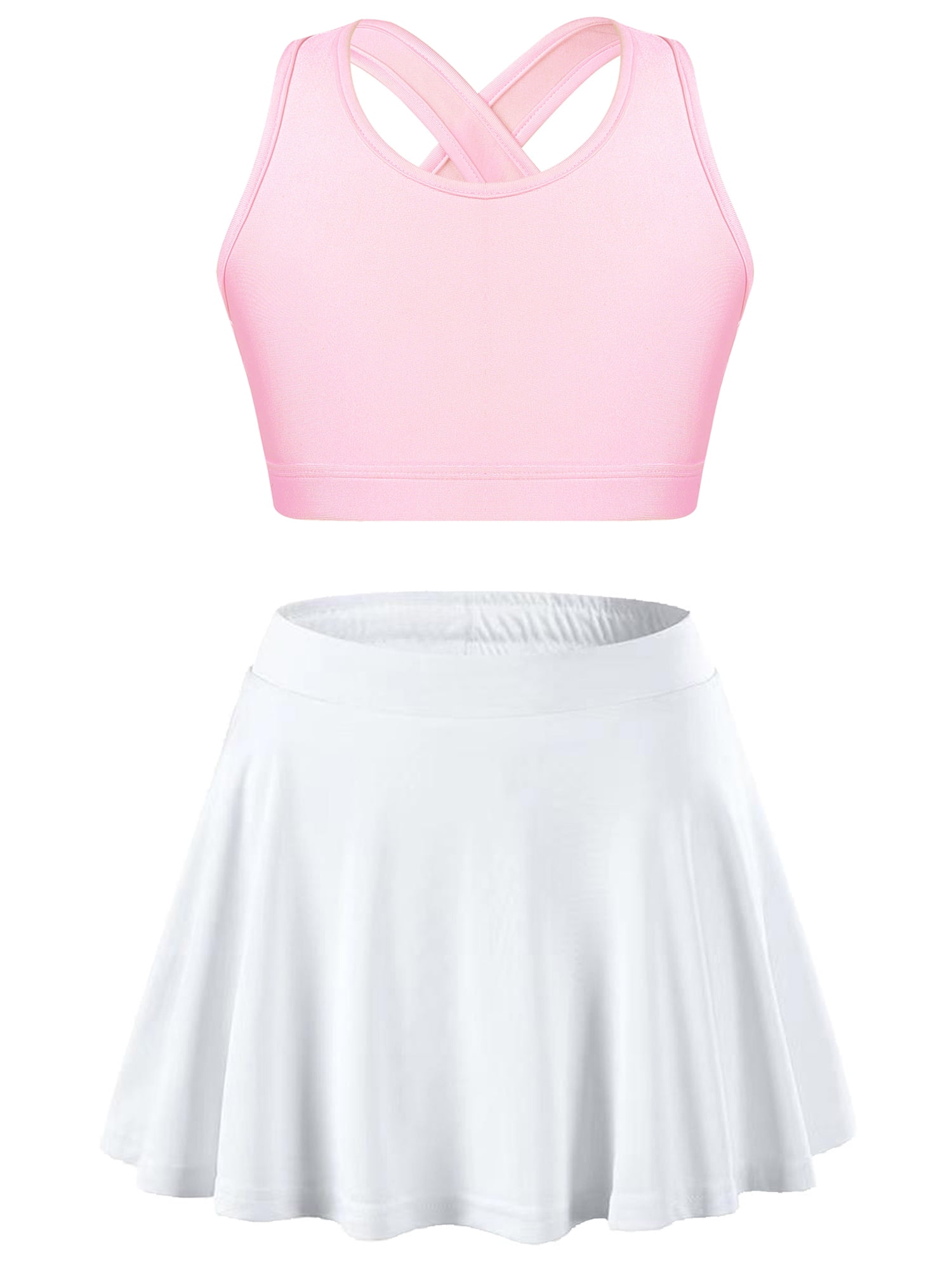 TiaoBug Kids Girls Sports Dance Outfit Ballet Gymnastics Tank Crop Top ...