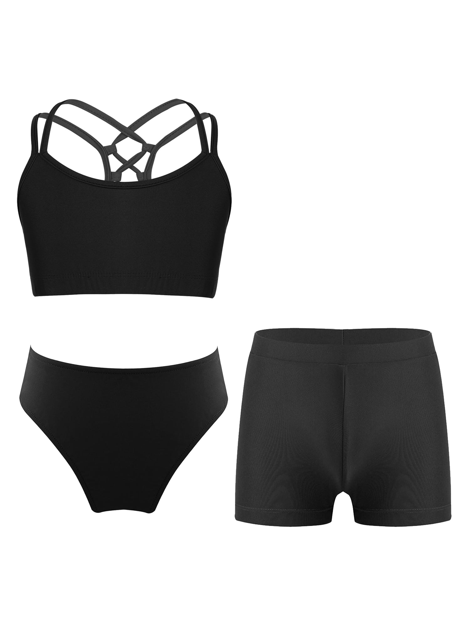 TiaoBug Kids Girls Swimsuits Sleeveless Tank Bra Top with Bikini Briefs ...