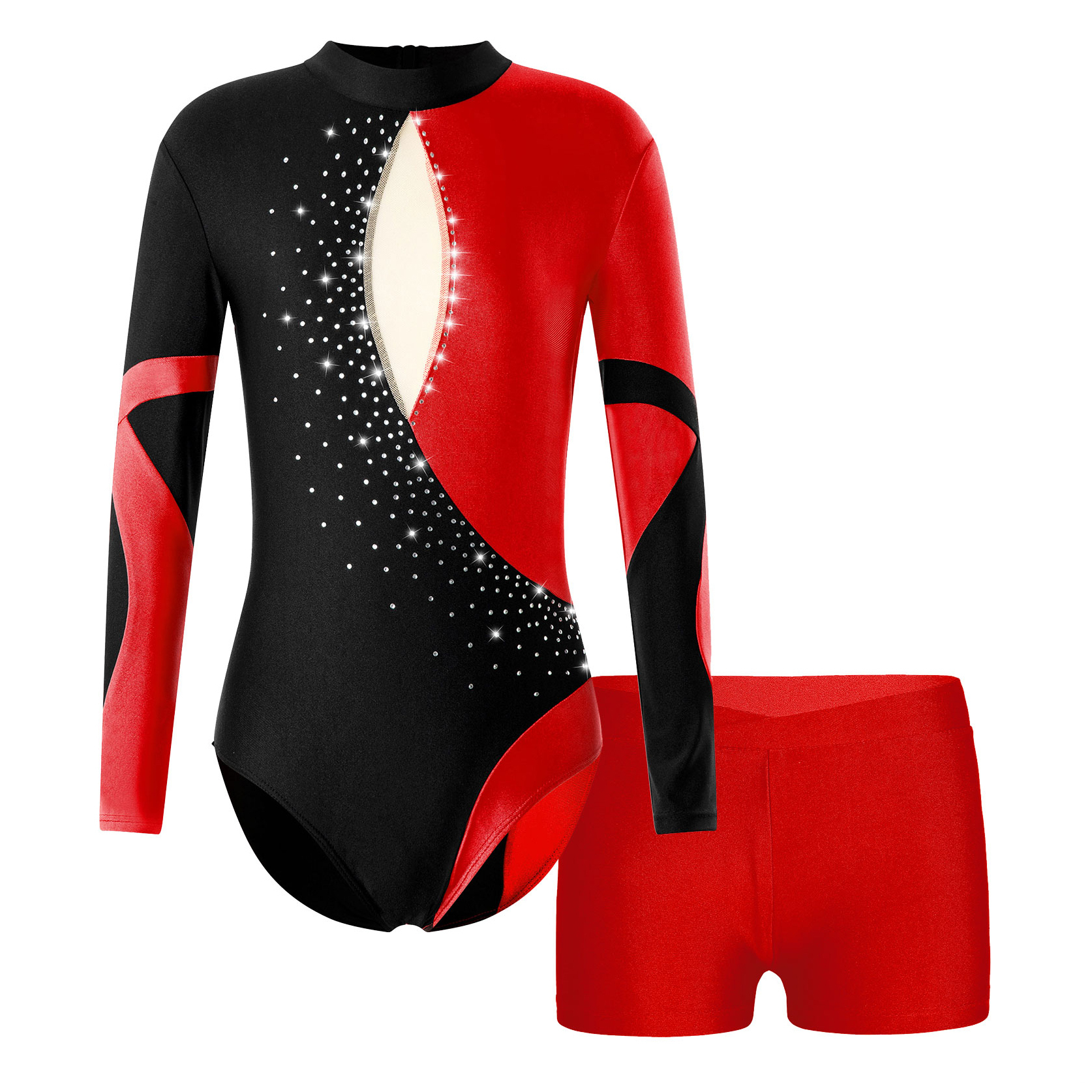 TiaoBug Leotards for Kids Girls Gymnastics Biketard Shiny Rhinestones ...
